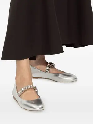 Casadei Poppy Ballerina Flats - Silver