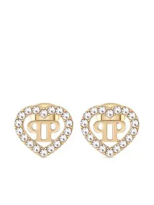 Philipp Plein Rocked Hearts Stud Earrings - Gold