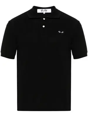 Play Comme Des Garcon Heart-patch Cotton Polo Shirt - Black