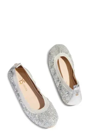 Yosi Samra Samara Glitter Foldable Ballet Flat - Platinum