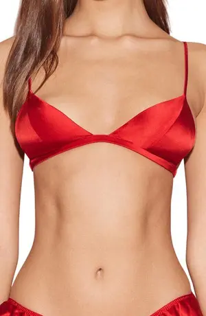 Fleur Du Mal Luxe Wireless Silk Blend Triangle Bra - Rouge