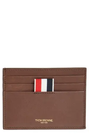 Thom Browne Full Grain Leather Card Case - Dark Brown