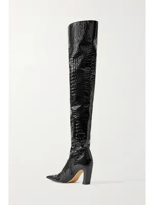 Khaite Marfa Croc-effect Leather Over-the-knee Boots