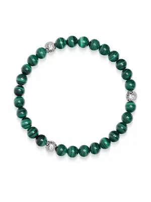 NIALAYA JEWELRY 6mm Malachite Beaded Bracelet - Green