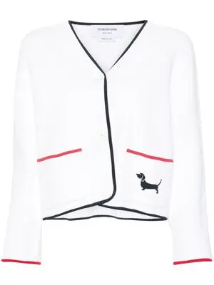 Thom Browne Pointelle-knit Cardigan - White