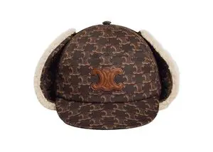 Celine Chapka Hat With Triomphe Patch - Brown