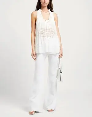 DONDUP Embroidered Tulle Top - White