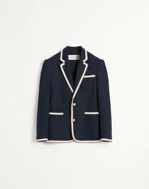 Valentino Garavani Single-breasted Jersey Cotton Jacket With Torchon