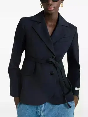 PATOU Belted Wool Blazer - Blue