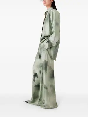 Stella McCartney Horse-print Palazzo Trousers - Green