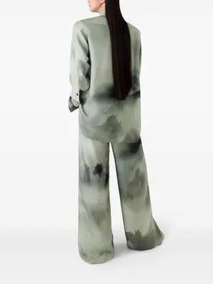 Stella McCartney Horse-print Palazzo Trousers - Green