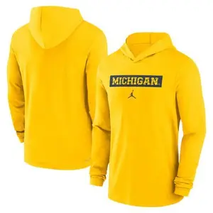 JORDAN BRAND Michigan Wolverines Performance Long Sleeve Hooded T-shirt - Maize
