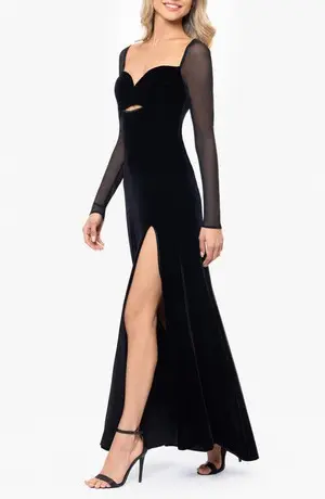 BLONDIE NITES Long Sleeve Velvet Gown