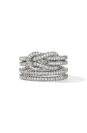 John Hardy Sterling Diamond Love Knot Ring - Silver