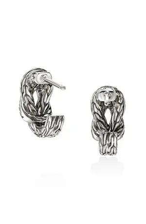 John Hardy Sterling Love Knot Diamond Hoop Earrings - Silver