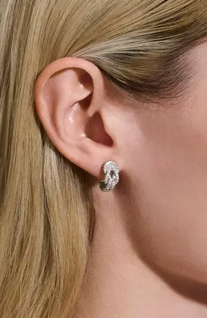 John Hardy Sterling Love Knot Diamond Hoop Earrings - Silver