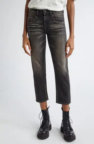 R13 Straight Leg Jeans - Abbey Black
