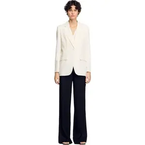 Sandro Sequinned Striped Suit Jacket - Ecru