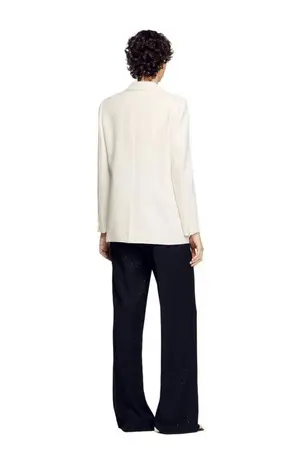 Sandro Sequinned Striped Suit Jacket - Ecru