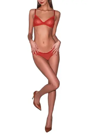FLEUR DU MAL Sheer Tulle Thong - Rouge