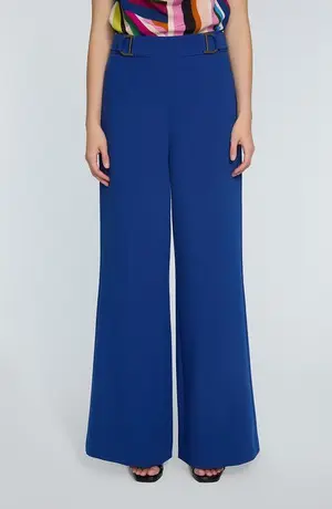 Elie Tahari Inez Buckle Detail Wide Leg Pants - Daphne Blue