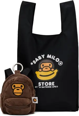 A Bathing Ape Baby Milo Packable Bag & Keychain Set - Bwx