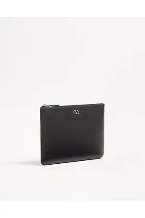 Valentino Garavani Vlogo Signature Grainy Calfskin Pouch - Black