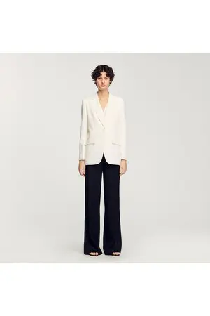 Sandro Sequinned Suit Jacket - Neutral / White
