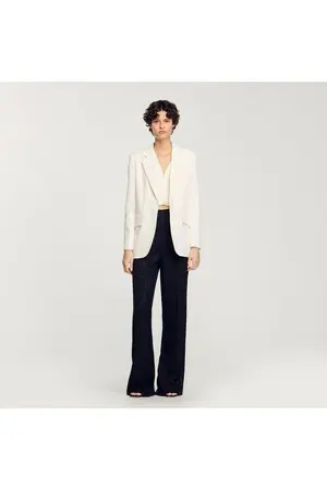 Sandro Sequinned Suit Jacket - Neutral / White
