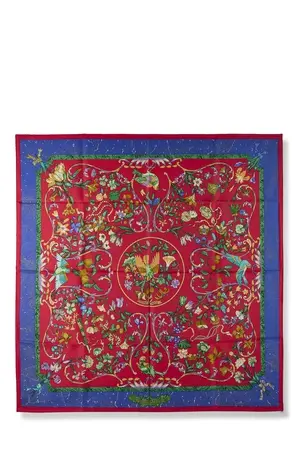 Hermès Multicolor 'pierres D'orient Et D'occident' Silk Scarf 90 - Red