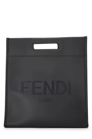 Fendi Calfskin Logo Shopper Tote - Black