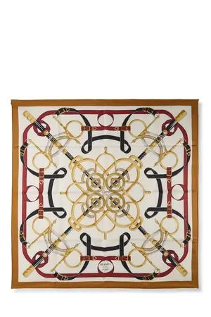 Hermès Eperon D'or' Silk Scarf 90 - Brown