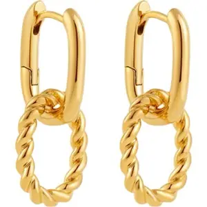 DLORIA Hollywood Sensation Double Hoop Drop Earrings - Gold