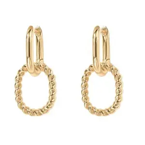 DLORIA Hollywood Sensation Double Hoop Drop Earrings - Gold