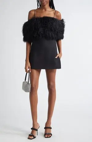 Alexander Wang Convertible Minidress With Shearling Stole