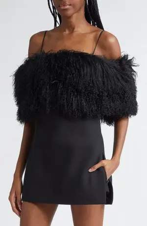 Alexander Wang Convertible Minidress With Shearling Stole