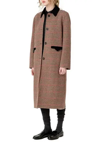 English Factory Houndstooth Wool-blend Coat
