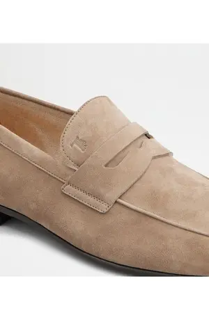 TOD'S Goatskin Suede Penny Loafer