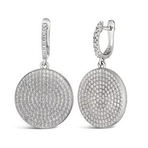 ANNA ZUCKERMAN Diamond Crystalline Disc Earrings - Platinum