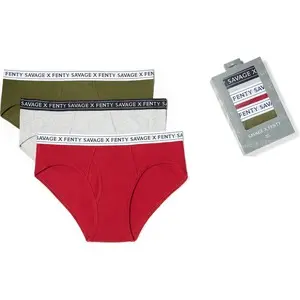 SAVAGE X FENTY Savage Classics 3-pack Briefs - Red/green/grey Heather