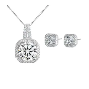 DLORIA Hollywood Sensation Katlyn Necklace And Gabriela Earrings Set - Silver