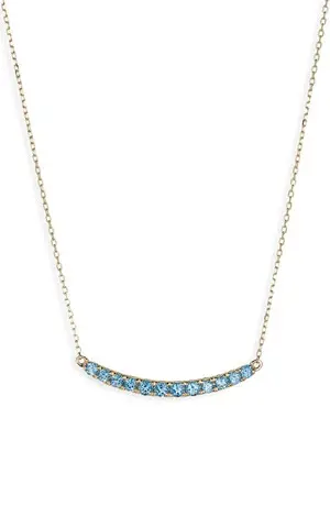 Bony Levy 14k Gold Citrine Curved Bar Pendant Necklace - 14k Yellow Gold Blue Topaz