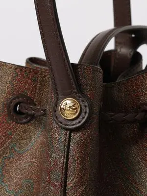Etro Arnica Paisley Print Coated Cotton Bucket Bag With Pegaso Logo