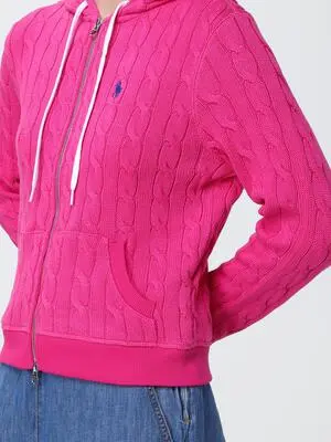 Polo Ralph Lauren Cable Knit Zip-up Hoodie - Fuchsia