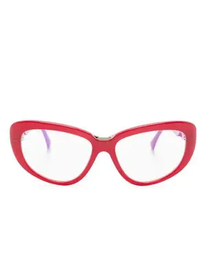 Max Mara Logo-engraved Cat-eye Frame Glasses - Red