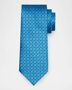 Stefano Ricci Geometric Print Silk Tie - Light Blue