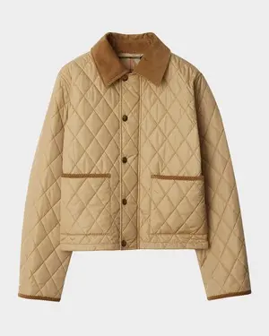 Burberry Burberry Corduroy-Collar Quilted Jacket - Flax