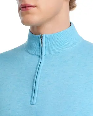 Peter Millar Crown Coolspun Cotton Quarter Zip Sweater - Seaport