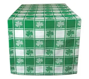 DESIGN IMPORTS Shamrock Woven Check Table Runne R '14x72 - One-color