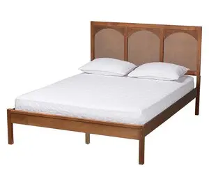 BAXTON STUDIO Blossom Ash Walnut Wood King Plat Form Bed - One-color